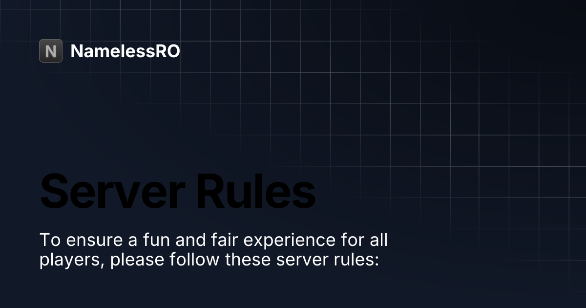 Server Rules | NamelessRO
